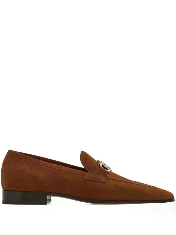 FERRAGAMO Gancini Suede Loafers - Brown