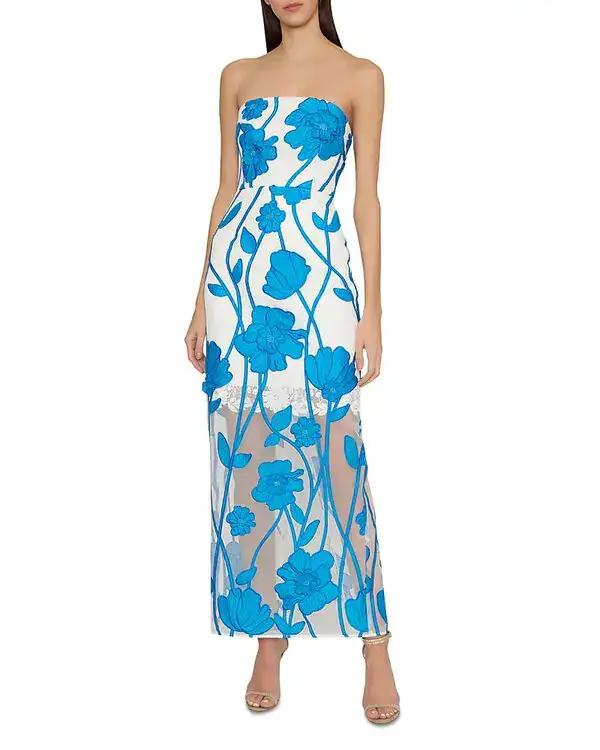 milly blue and white dress Maxine Floral Mini Dress in Blue/White main image 1
