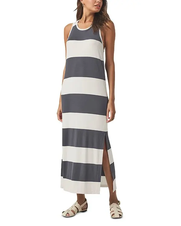 Splendid Jenna Stripe Maxi Dress - White/ink