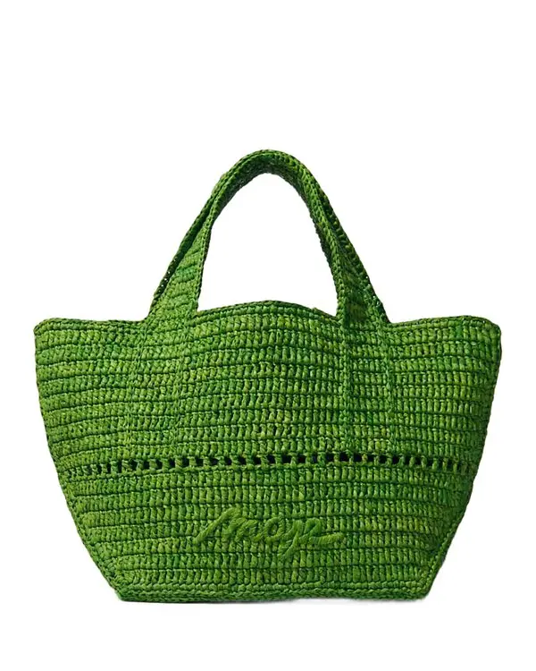 Maje Crocheted Raffia Mini Tote - Green