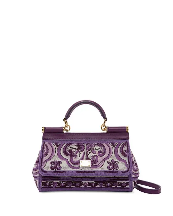 Dolce & Gabbana Tapestry Top Handle Bag - White/purple