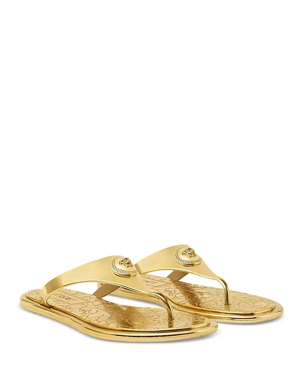 Versace Alia Rubber Thong Sandals - Gold - Versace Gold