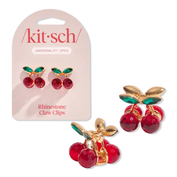 KITSCH Rhinestone Cherry Claw Clips Set Of 2