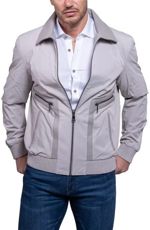 MACEOO Resistance Leather Trim Bomber Jacket