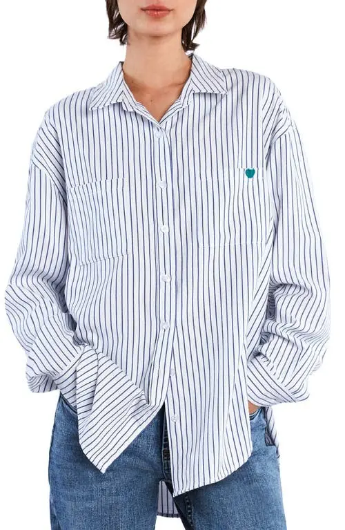 BILLY T Striped Graphic Button-up Shirt - Indigo Stripes