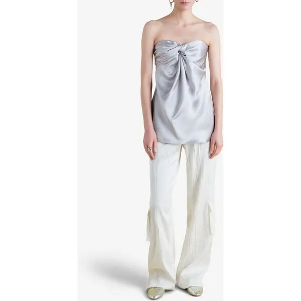 Marina Moscone Crinkled Satin Cargo Trouser
