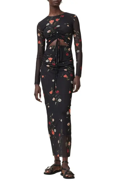 All Saints Kathy Long Sleeve Mesh Dress - Briar Black