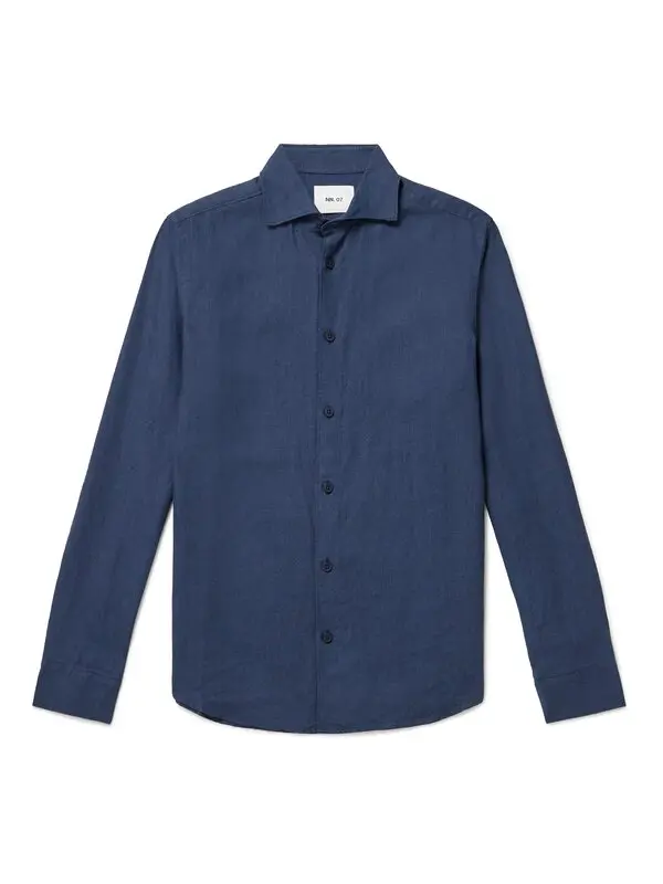 Nn07 Andrew 5708 Linen Shirt - Blue