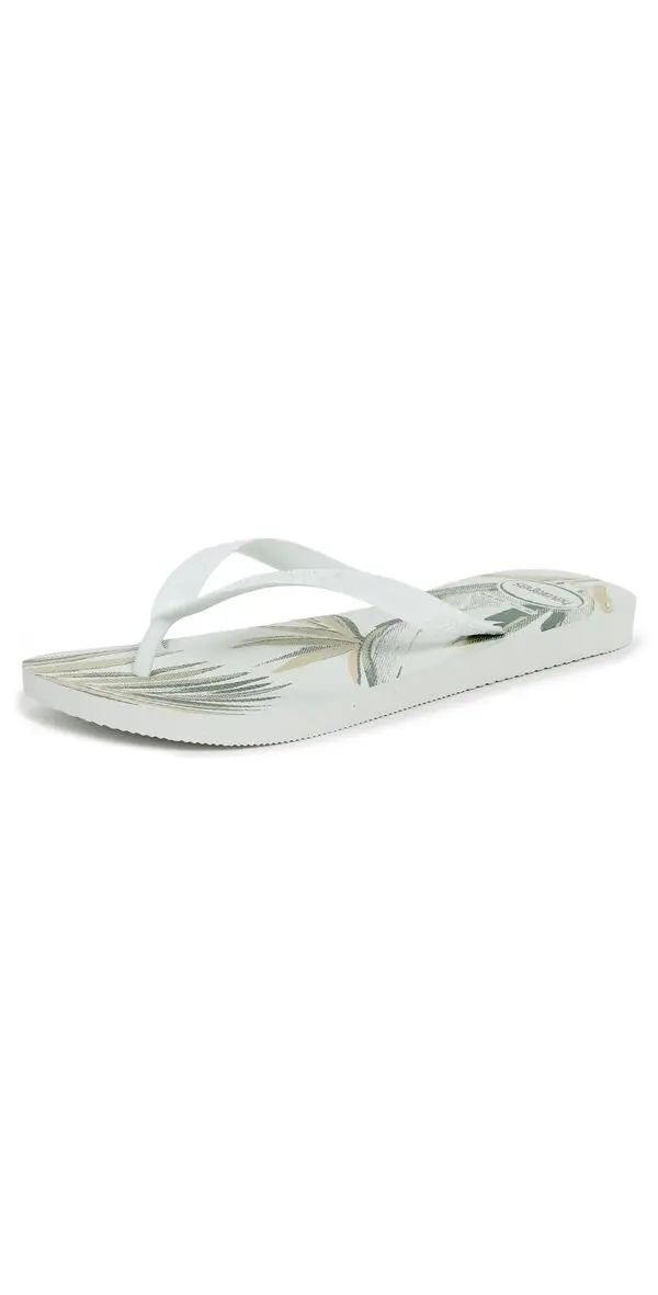 Havaianas Top Aloha Flip Flops - White/white/green Olive