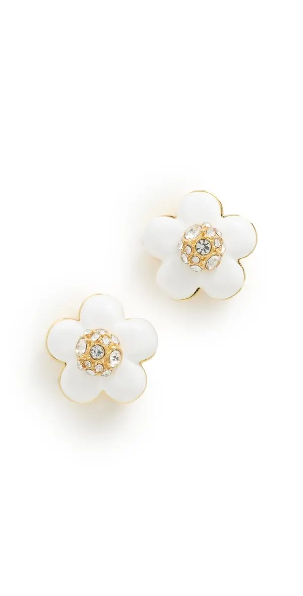 Marc Jacobs Wild Daisy Stud Earrings - Gold/white