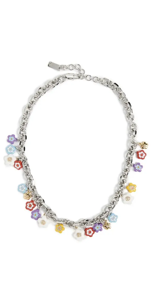 Marc Jacobs Wild Daisy Charm Necklace - Silver Multi