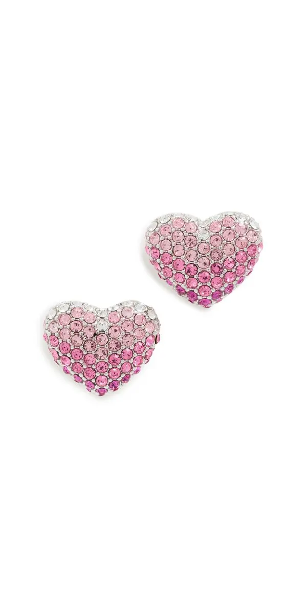 Marc Jacobs Balloon Heart Pave Stud Earrings - Silver/rose