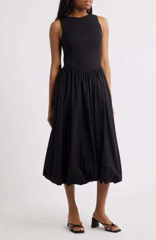 WAYF Bubble Hem Cocktail Midi Dress