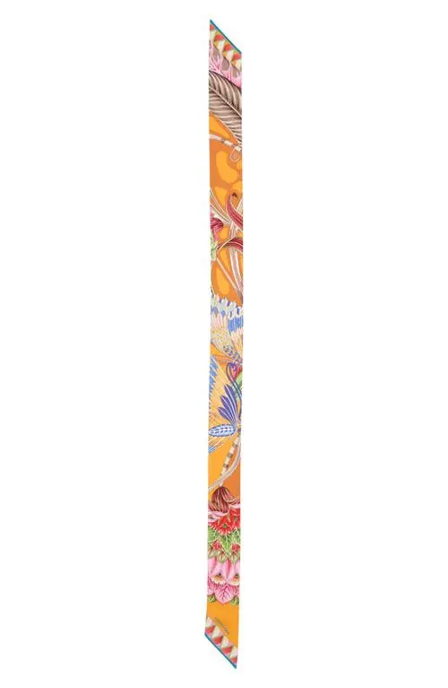 FERRAGAMO Giada Print Silk Skinny Scarf - Arancio/ Rust