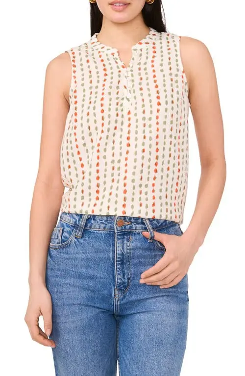 Vince Camuto Printed Henley Tank