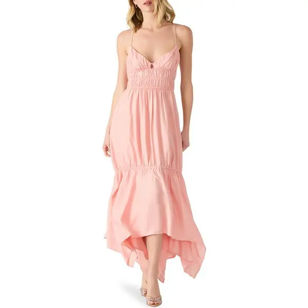 Steve Madden Jackie Asymmetric Midi Dress - Muted Peach