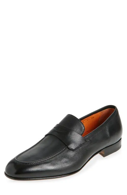 Santoni Darius Penny Loafer - Black