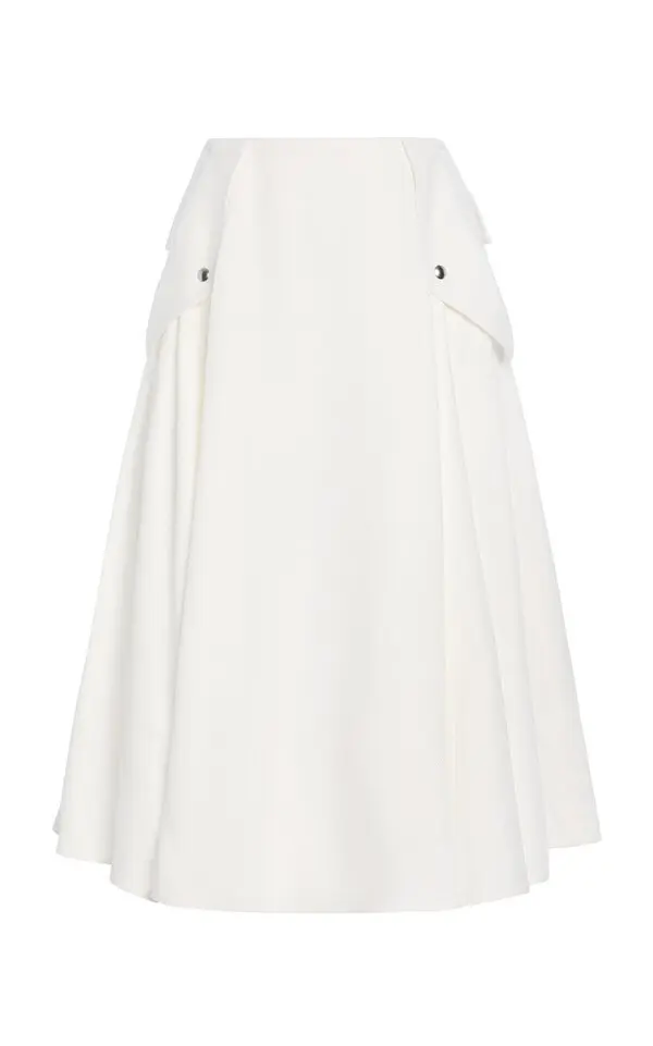 Bottega Veneta Pleated Twill Midi Skirt - White