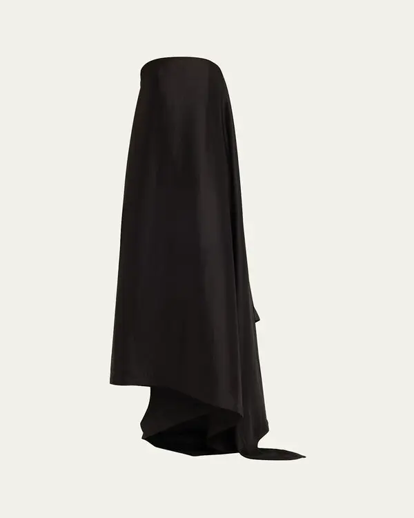 HEIRLOME Wren Strapless Asymmetric Silk Maxi Dress