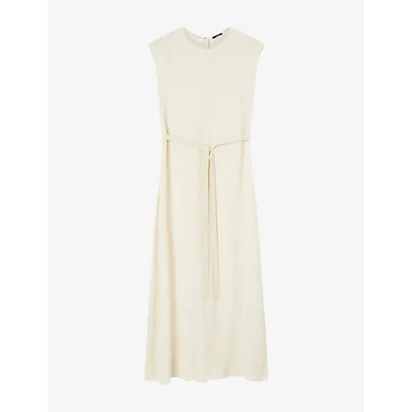 JOSEPH Garnier Pleated-texture Viscose And Silk-blend Midi Dress