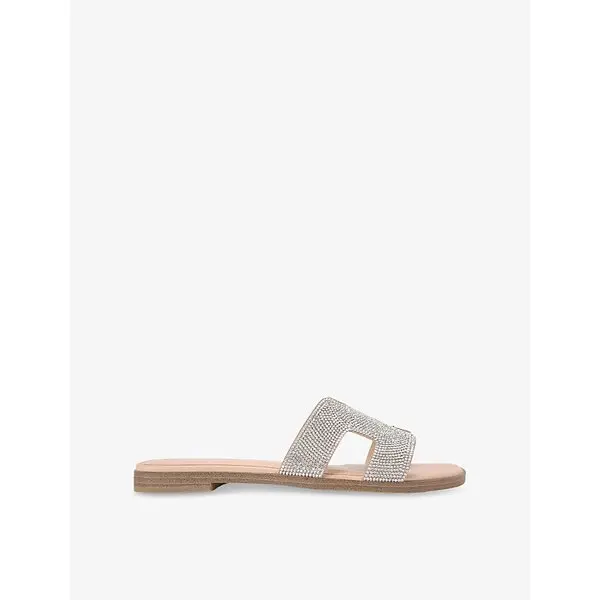 Kurt Geiger Raven Bling Faux-leather Flat Sandals