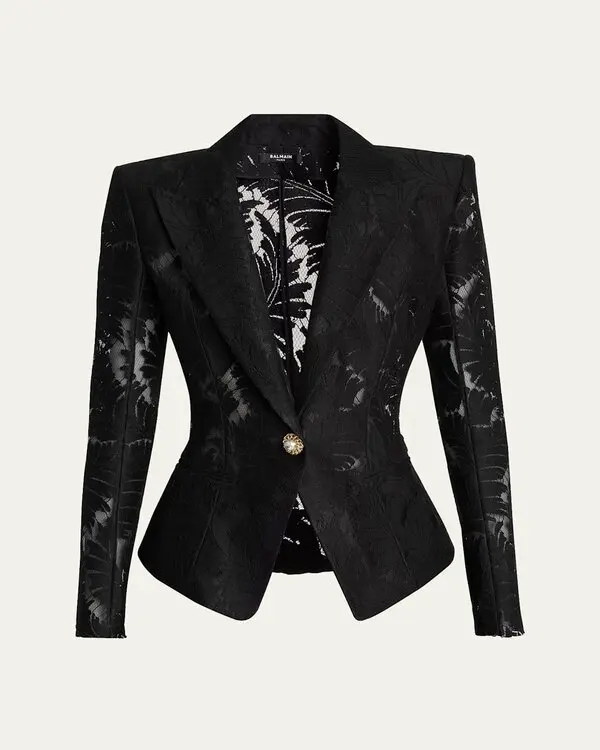Balmain Single-breasted Fitted Lace Jacket