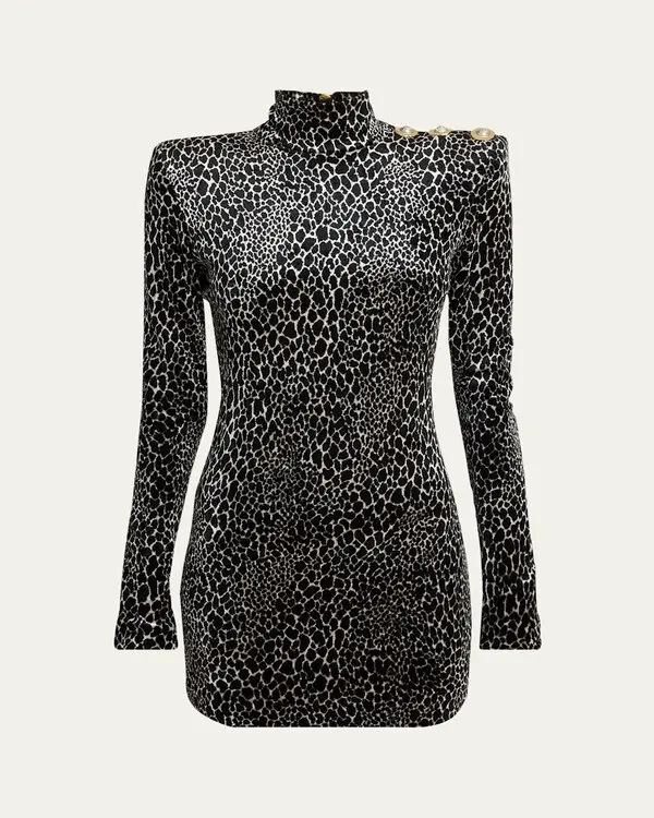Balmain Leopard Velvet Mini Dress