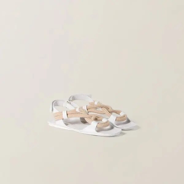 Miu Miu Flat Cord Sandals - White