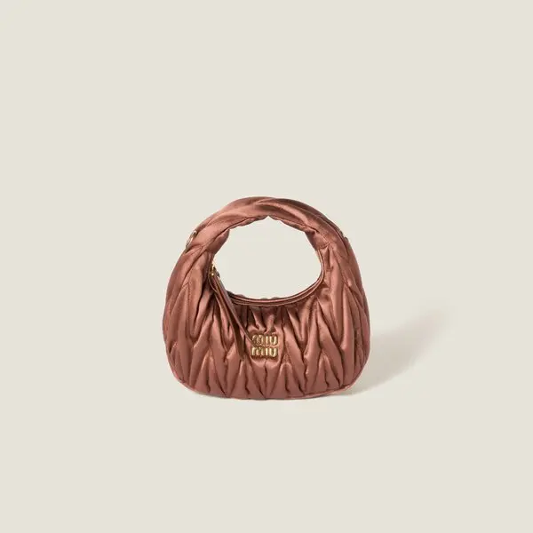 Miu Miu Wander Matelassé Satin Mini-bag - Cocoa Brown
