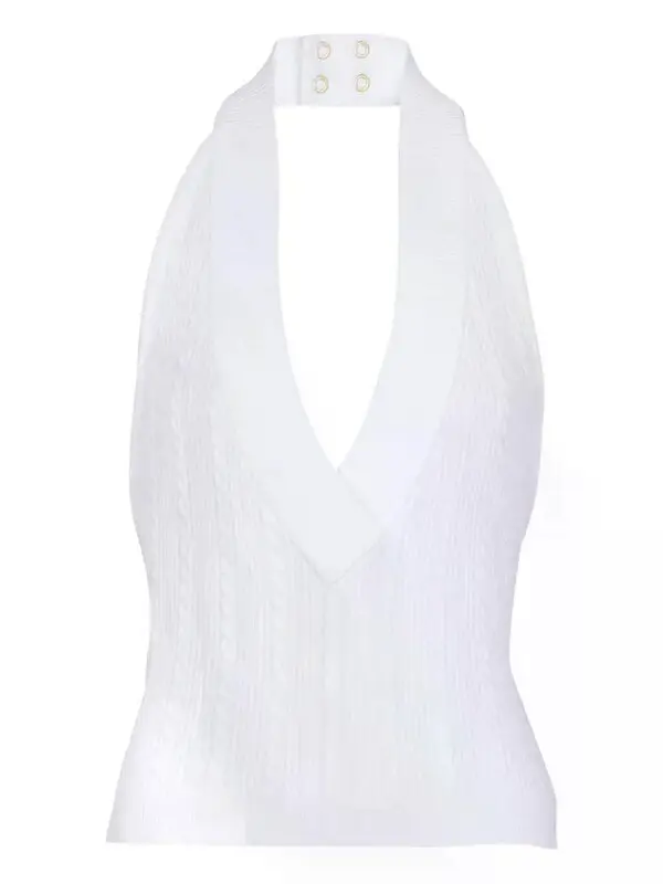 Balmain Cable-knit Halterneck Top - White