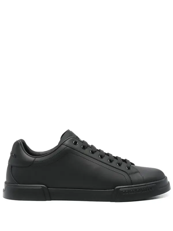 Dolce & Gabbana Portofino Leather Sneakers - Black