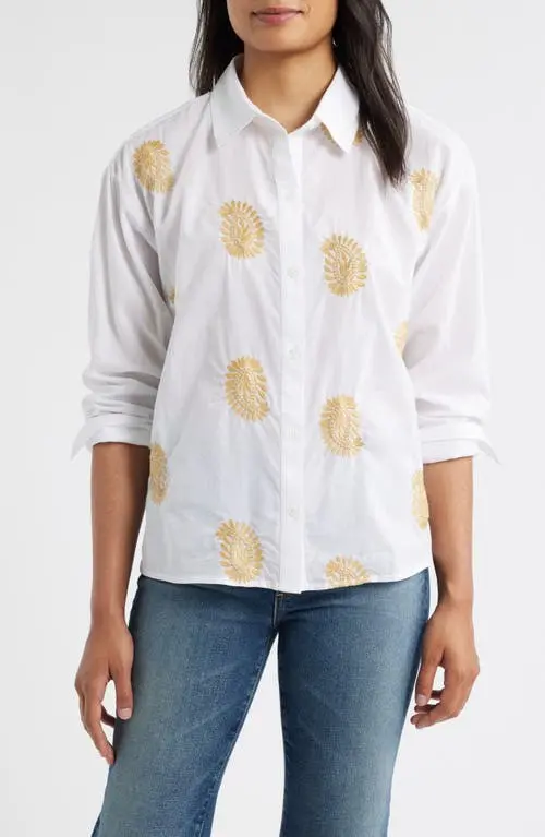 Vince Camuto Embroidered Cotton Button-up Shirt