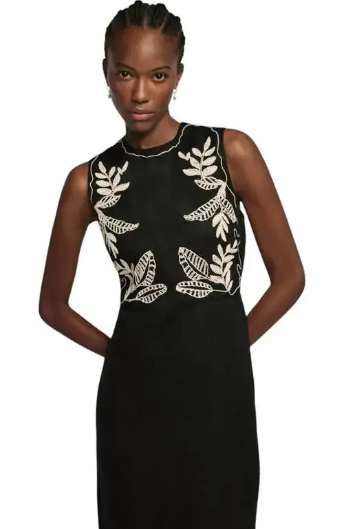 mint velvet embroidered dress Green Cotton Floral Embroidered Mini Dress – Mint Velvet main image 1