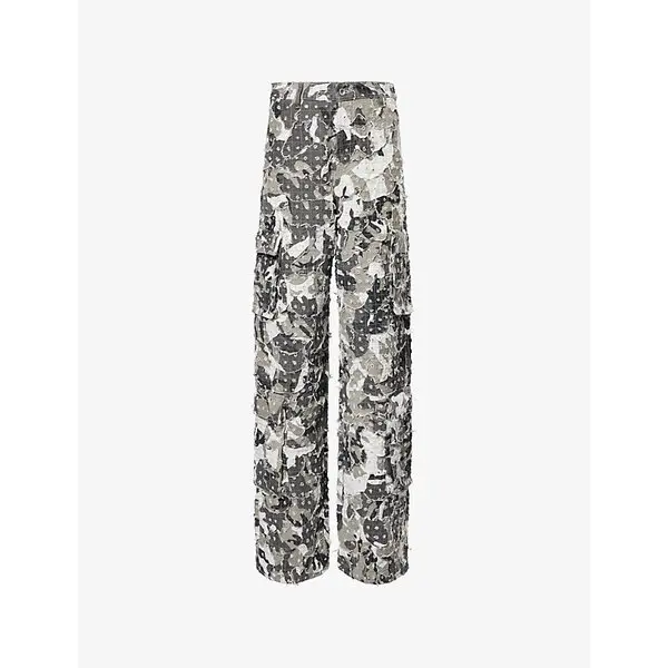 WHO DECIDES WAR BY EV BRAVADO Distressed Camouflage Cotton Trousers