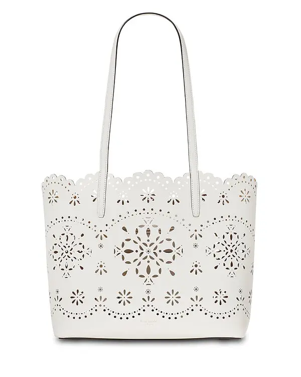 Kate Spade New York Spade Flower Perforated Leather Large Tote - True White