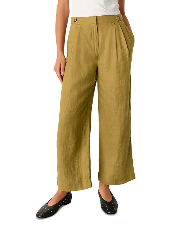 Whistles Millie Linen Trousers - Olive