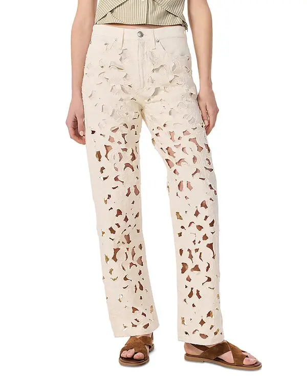 Rag & Bone Logan Floral Cutout High-rise Wide-leg Jeans