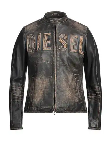 Diesel Dark Cow Leather Biker Jacket In Brown - 50% Off | Editorialist