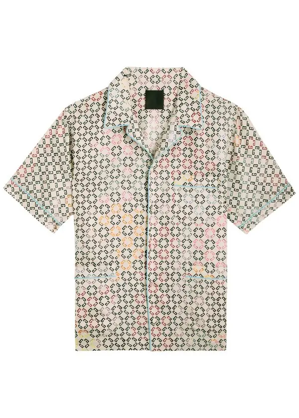 Givenchy Logo-intarsia Silk Pyjama Shirt - Multicoloured 1