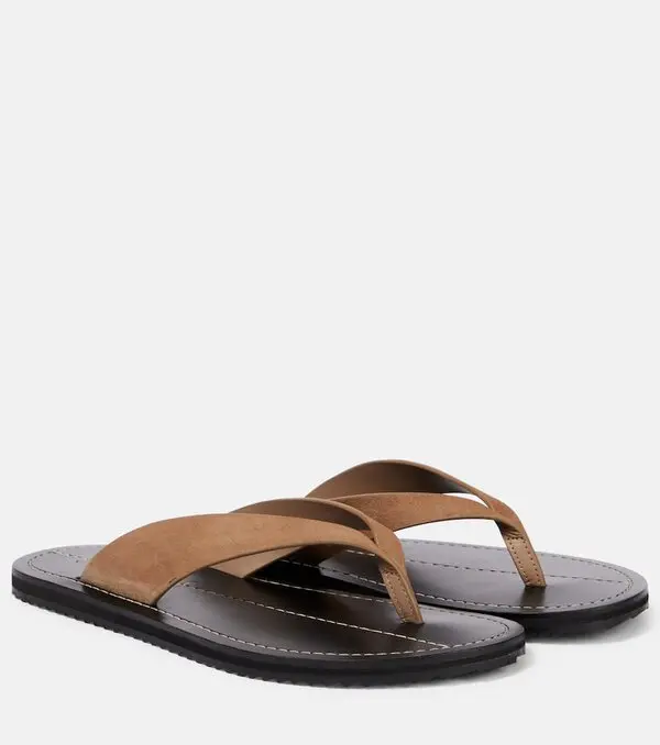 A.emery Flora Suede Thong Sandals - Brown