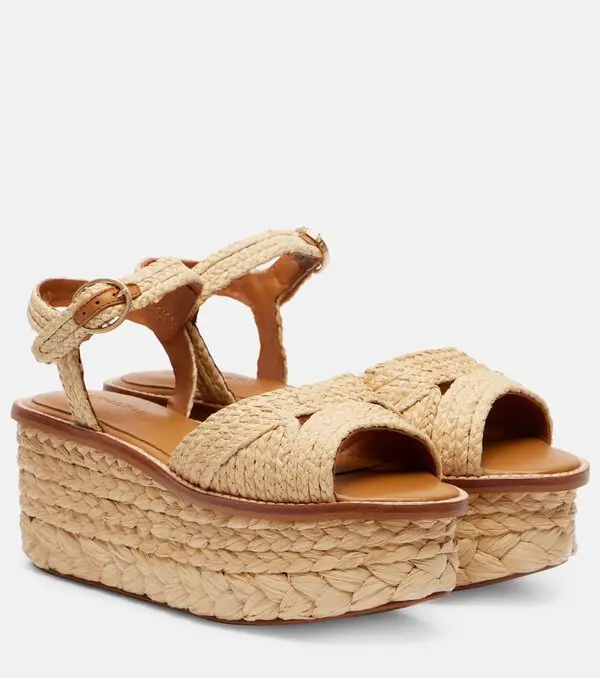 Clergerie Arty Raffia Platform Sandals - Beige