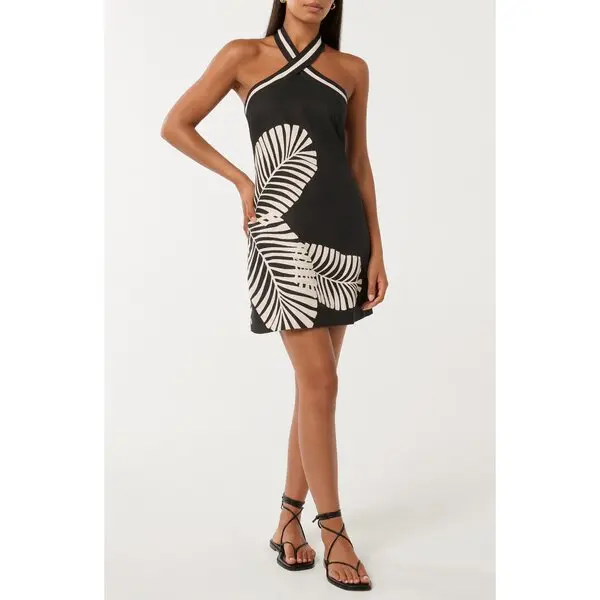 EVER NEW Adore Halter Linen Blend Minidress
