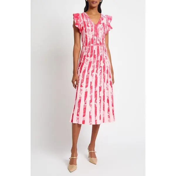 Ming Wang Fit & Flare Knit Midi Dress