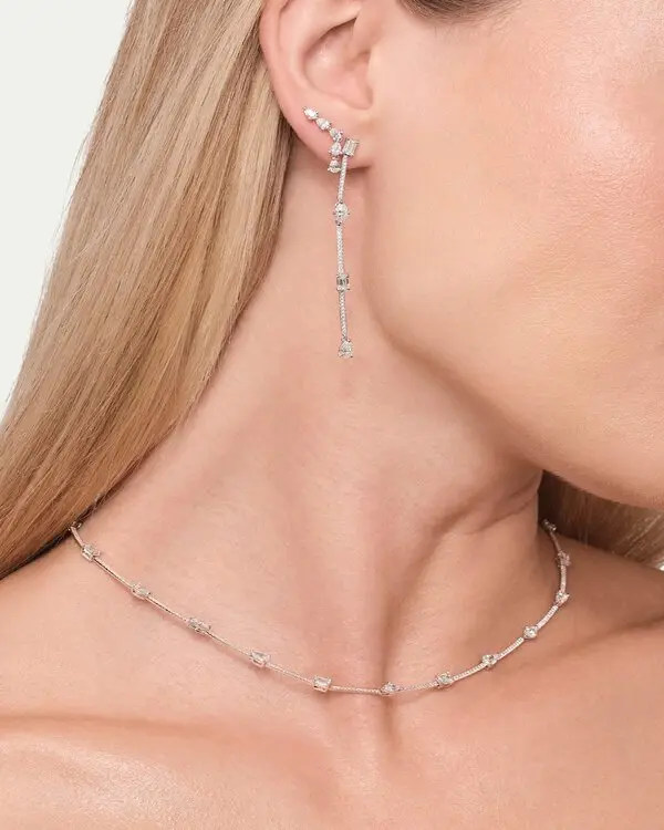 Lana Jewelry 14k White Gold Curve Link Necklace With Diamonds - Wg