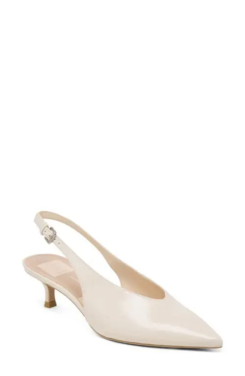 Dolce Vita Alenna Slingback Kitten Heel Pumps - Bone Crinkle Patent