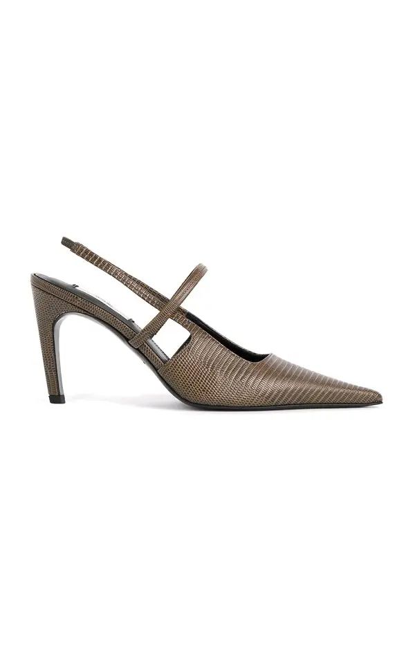 TOTÊME Lizard-embossed Leather Slingback Pumps - Olive