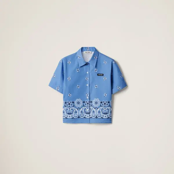 Miu Miu Printed Slubbed Poplin Shirt