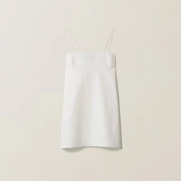 Miu Miu Embroidered Slubbed Canvas Mini-dress