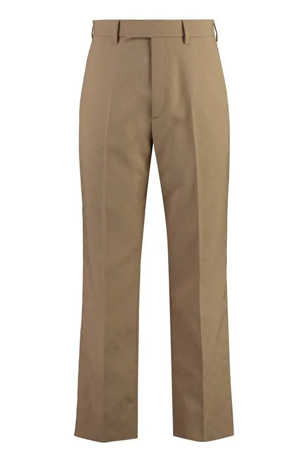 Gucci Gg Motif Jacquard Trousers - Brown