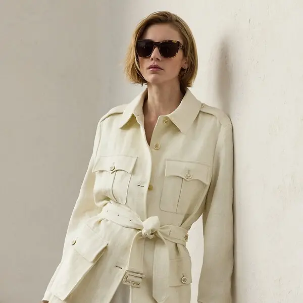 Ralph Lauren Sydney Linen Basket-weave Field Jacket